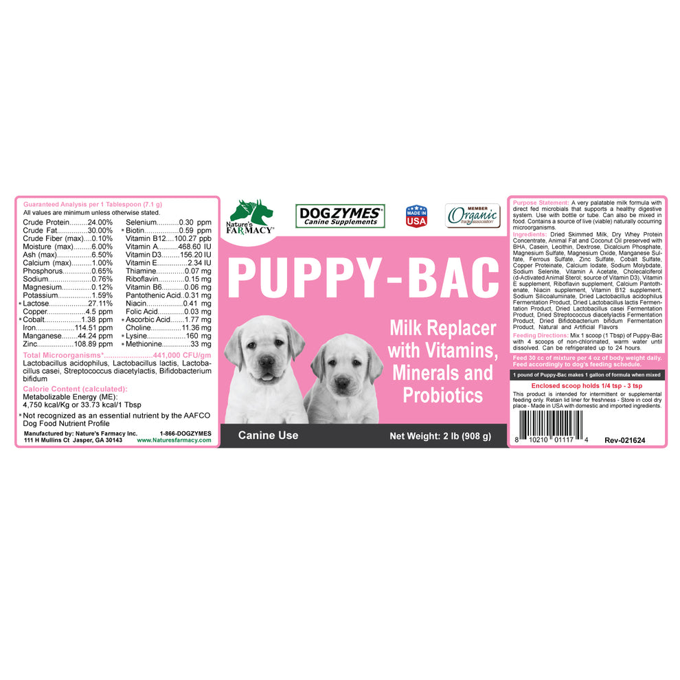 Dogzymes Puppy-Bac™ Milk Replacer – Nature's Farmacy